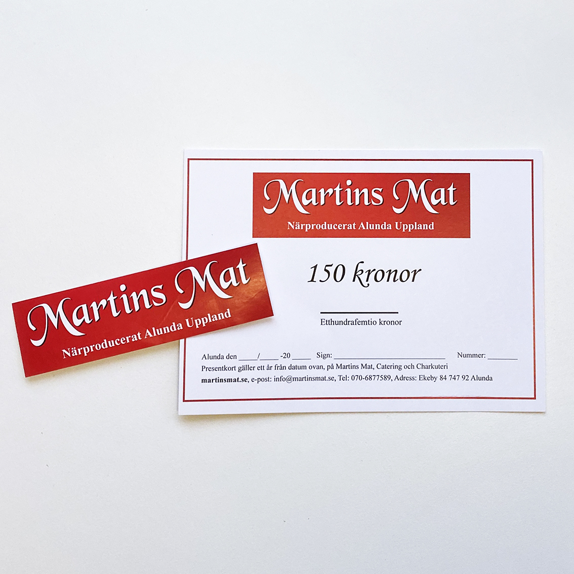 Presentkort och etikett till Martins Mat - Kph Print